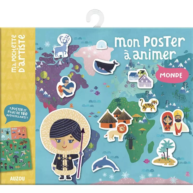 Mapa Sveta s 180 Nálepkami – Interaktívny Poster pre Deti – Hudry Hudry